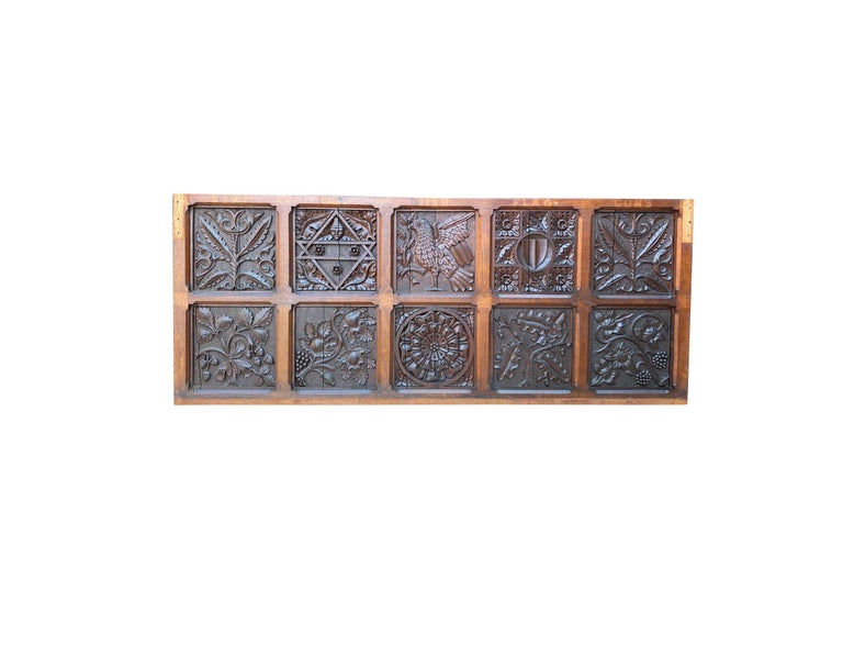 Antique Jacobean Style Carved Oak Panel at 1stDibs