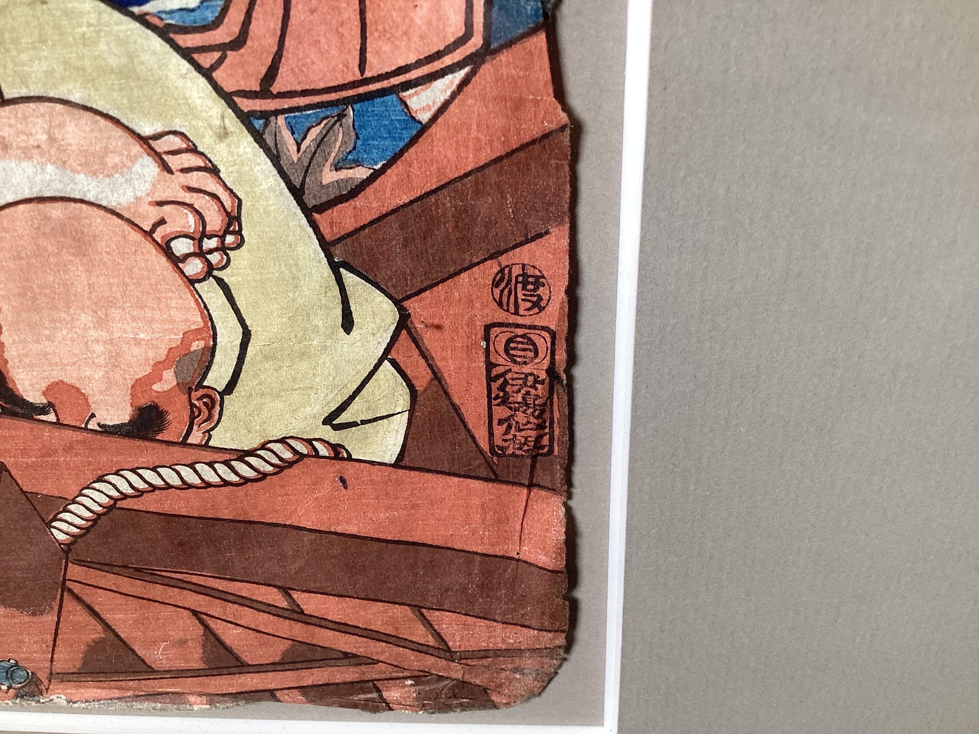 Antique Japanese Woodblock Print of a Samurai, 19th Century at 1stDibs