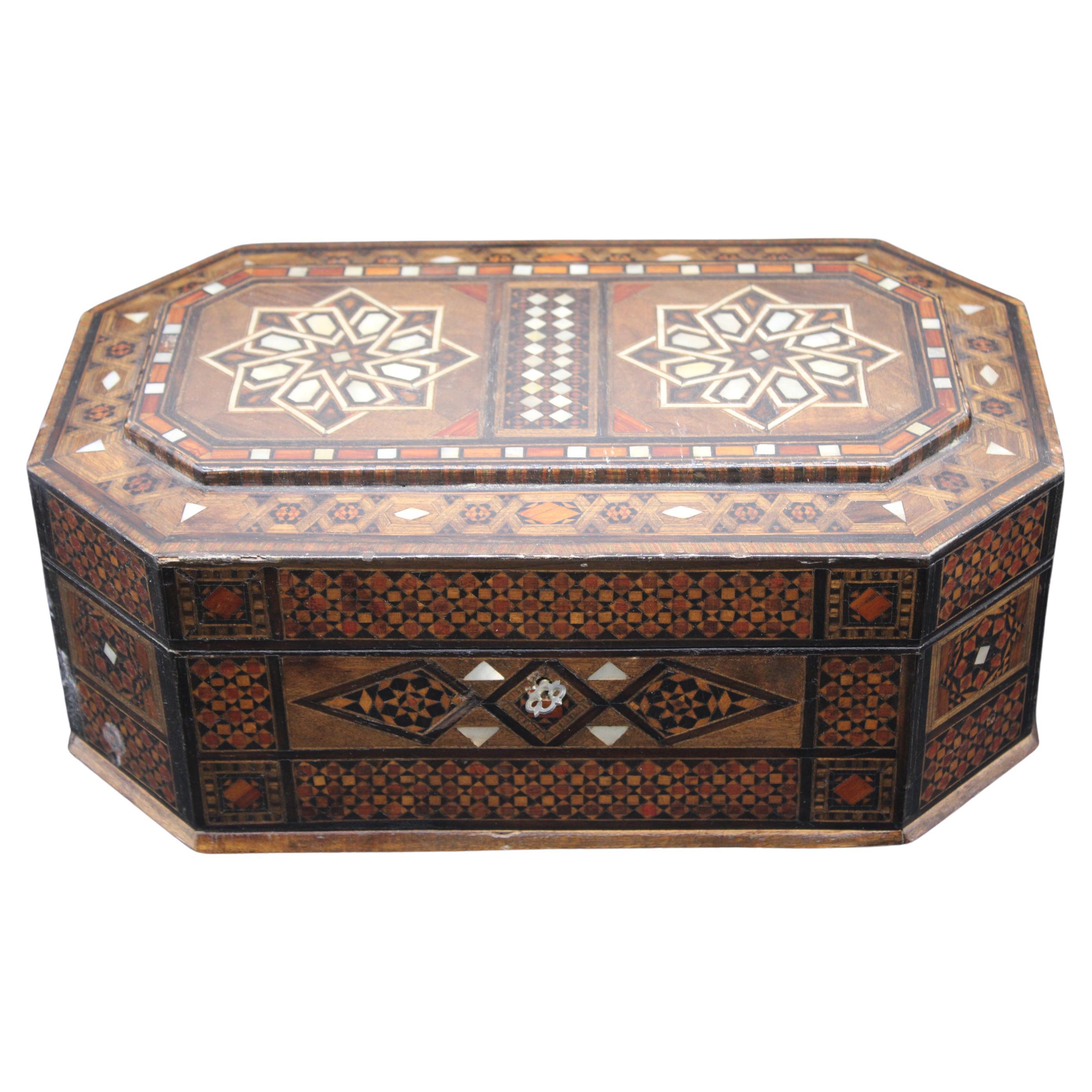 Antique Marquetry Box, Egypt, 20th Century For Sale at 1stDibs