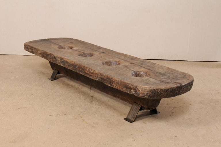 Antique Naga Tribe Grain Grinding Table, Perfect Coffee Table Height ...