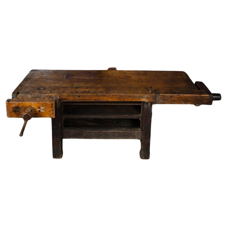 Antique Oak Wood Workbench, 19th C at 1stDibs