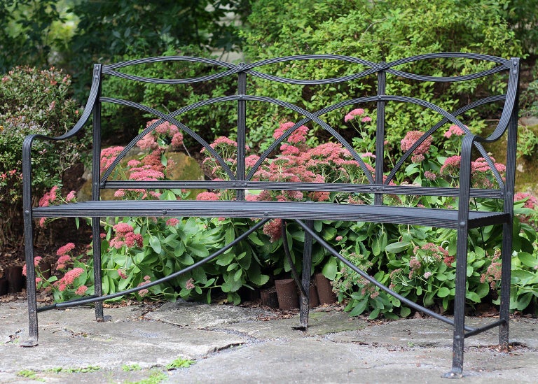 An Antique Regency Curved Wrought-Iron Bench For Sale at 1stDibs