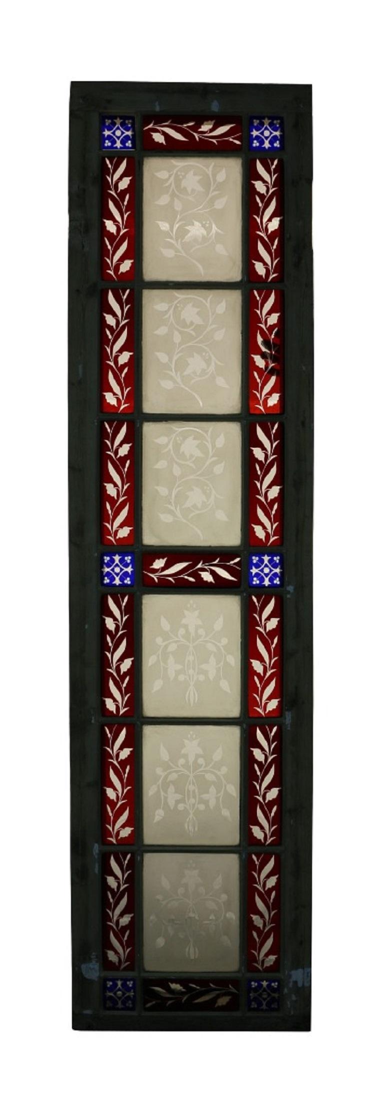 Antique Stained and Etched Glass Window For Sale at 1stDibs