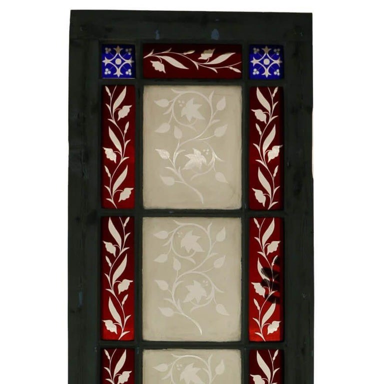 Antique Stained and Etched Glass Window For Sale at 1stDibs