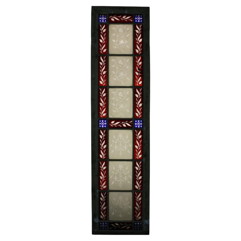 Antique Stained and Etched Glass Window For Sale at 1stDibs