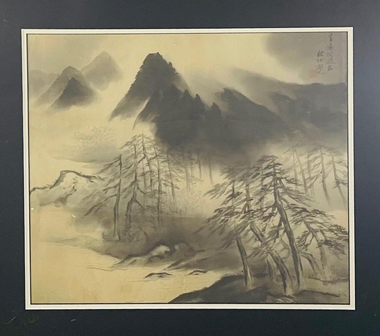 Antique Sumi Ink Japanese Painting on Silk, Framed at 1stDibs