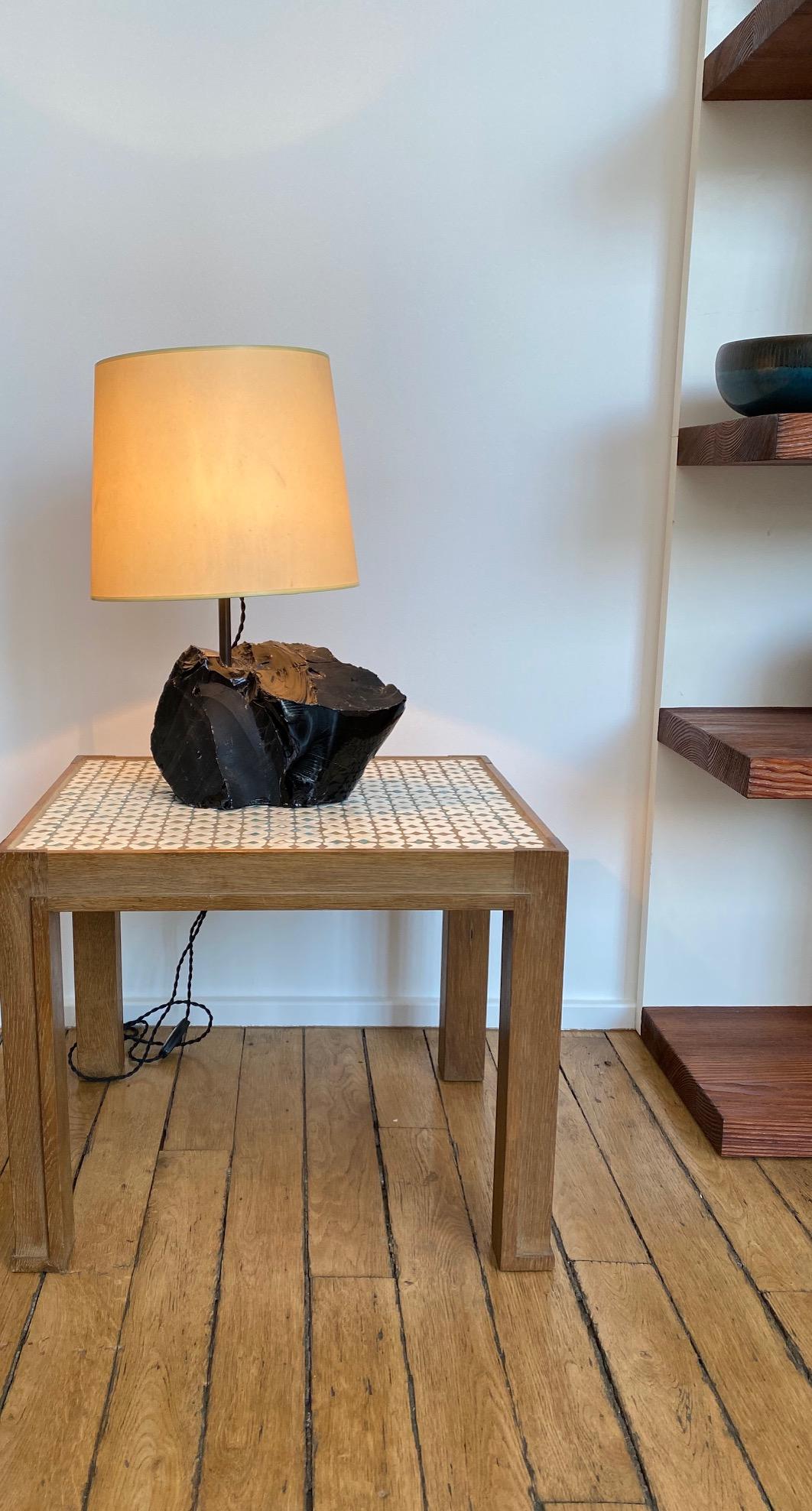 Art Deco Black Obsidian Lamp Base at 1stDibs | black metal lamp base ...