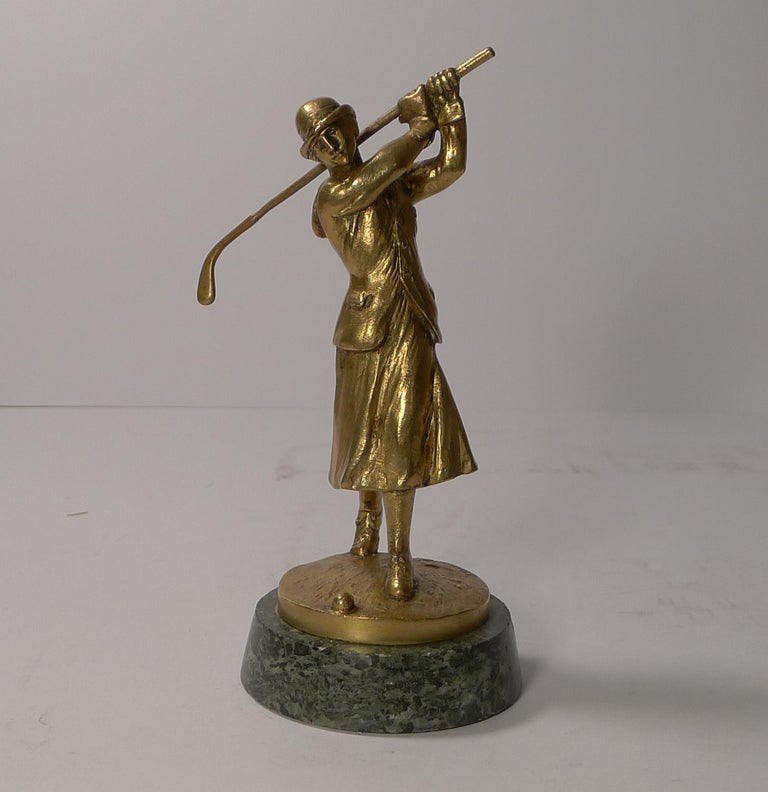 Art Deco Bronze Car Mascot in the from of a Lady Golfer, Jose Dunach ...