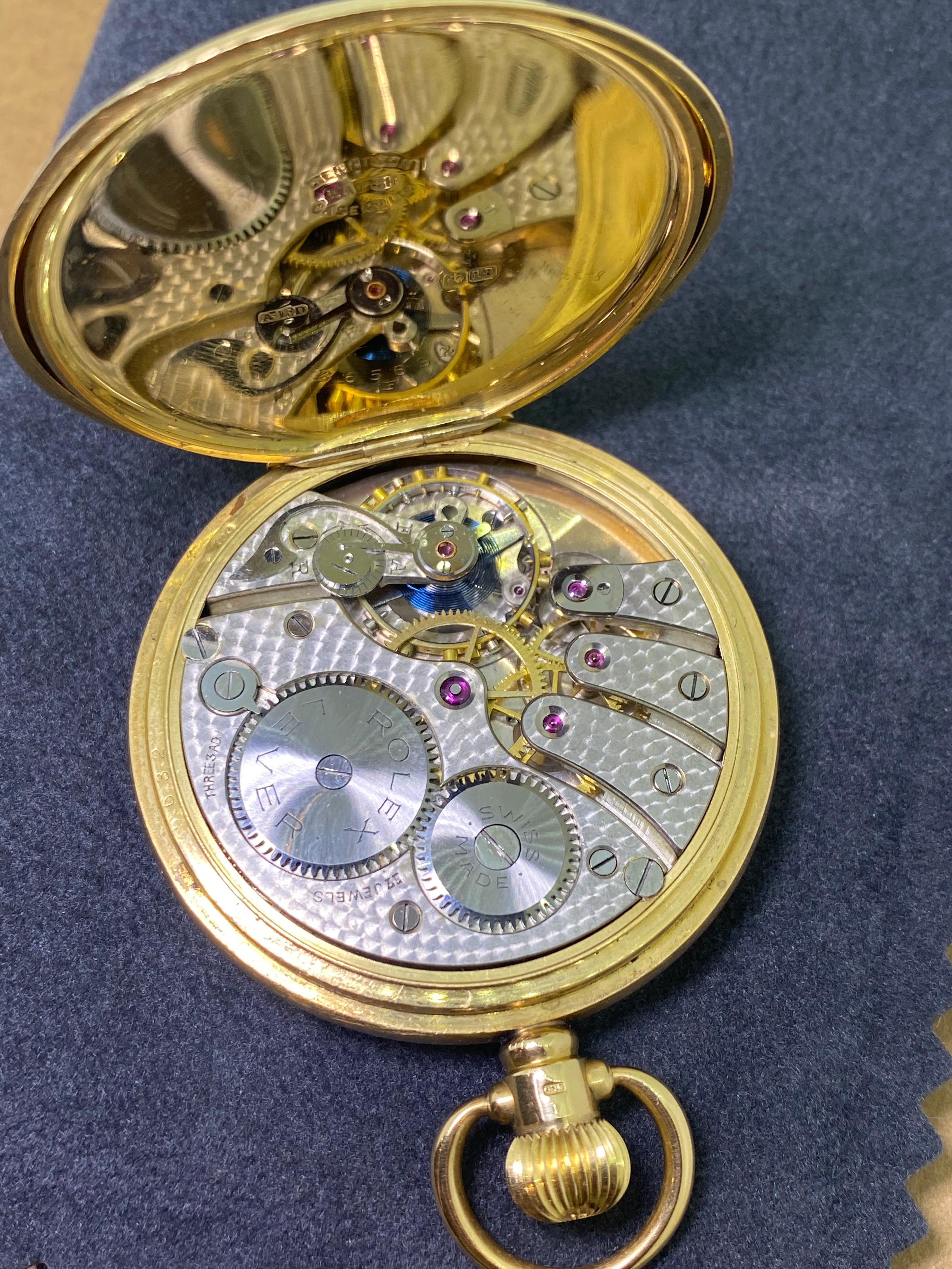 Art Deco circa 1920s 18k Solid Gold Rolex Double Hunter Pocket Watch ...