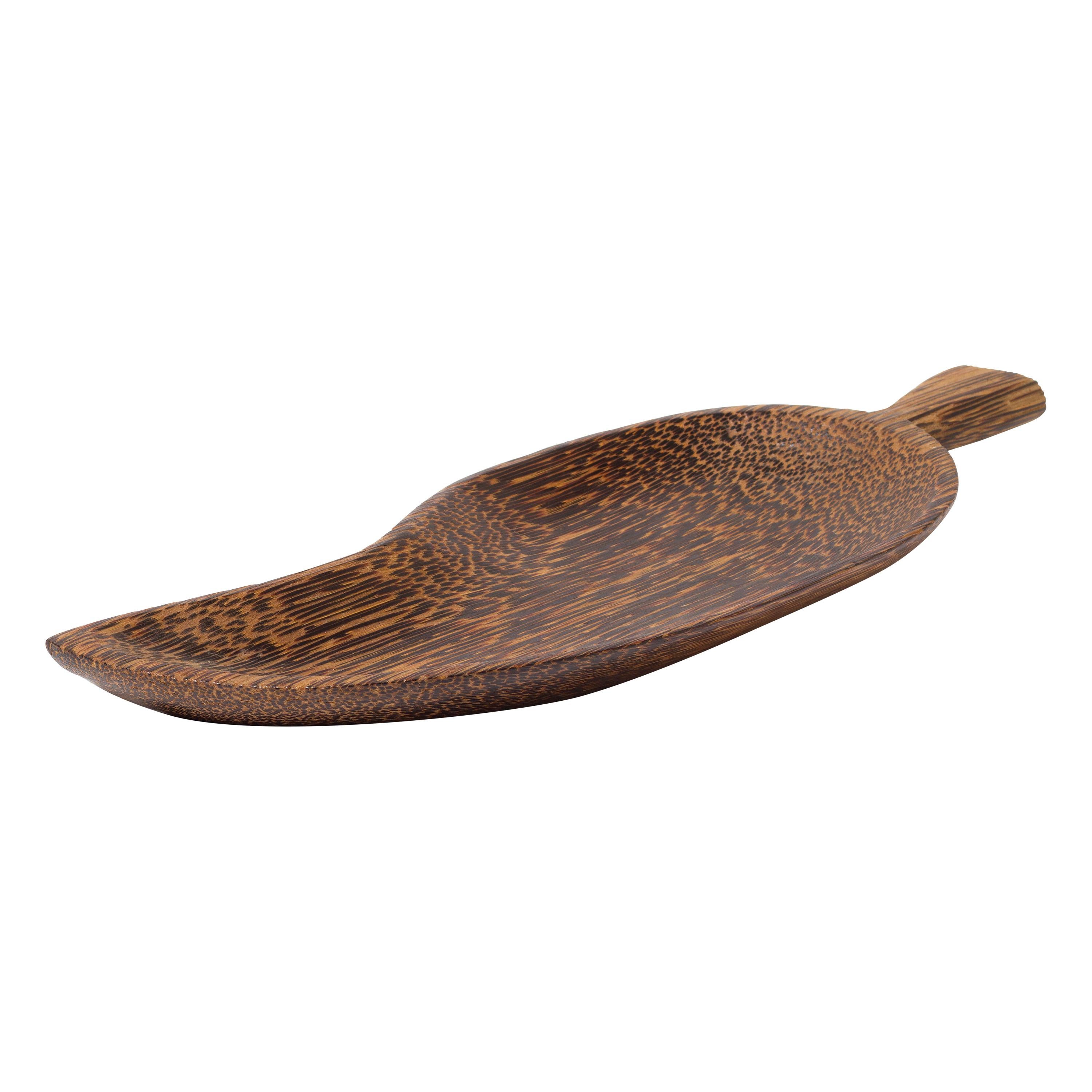 Almond Shaped Solid Dark Palmwood Dish For Sale at 1stDibs