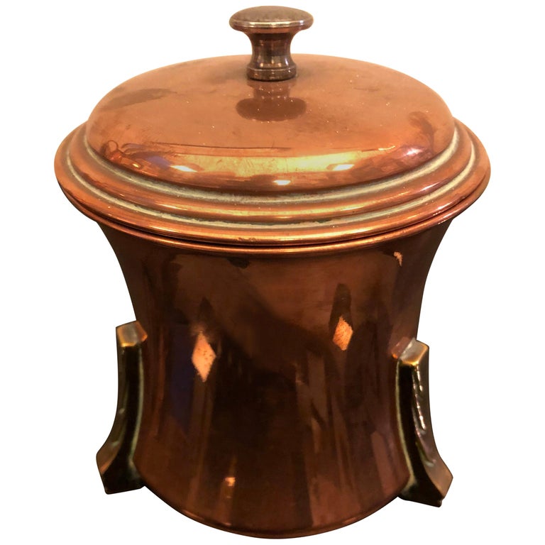 Art Deco Copper and Brass British Tea Caddy, circa 1930 at 1stDibs