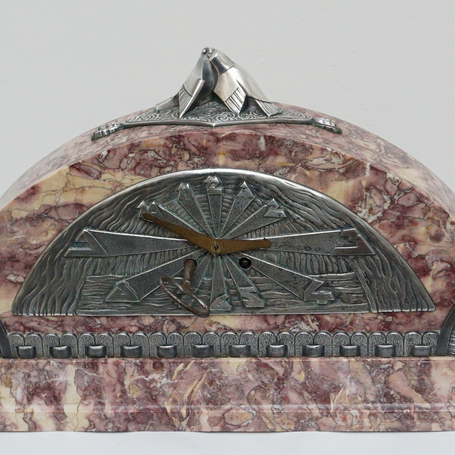 Art Deco Cubist Mantle Clock Attributed to George Lavroff at 1stDibs