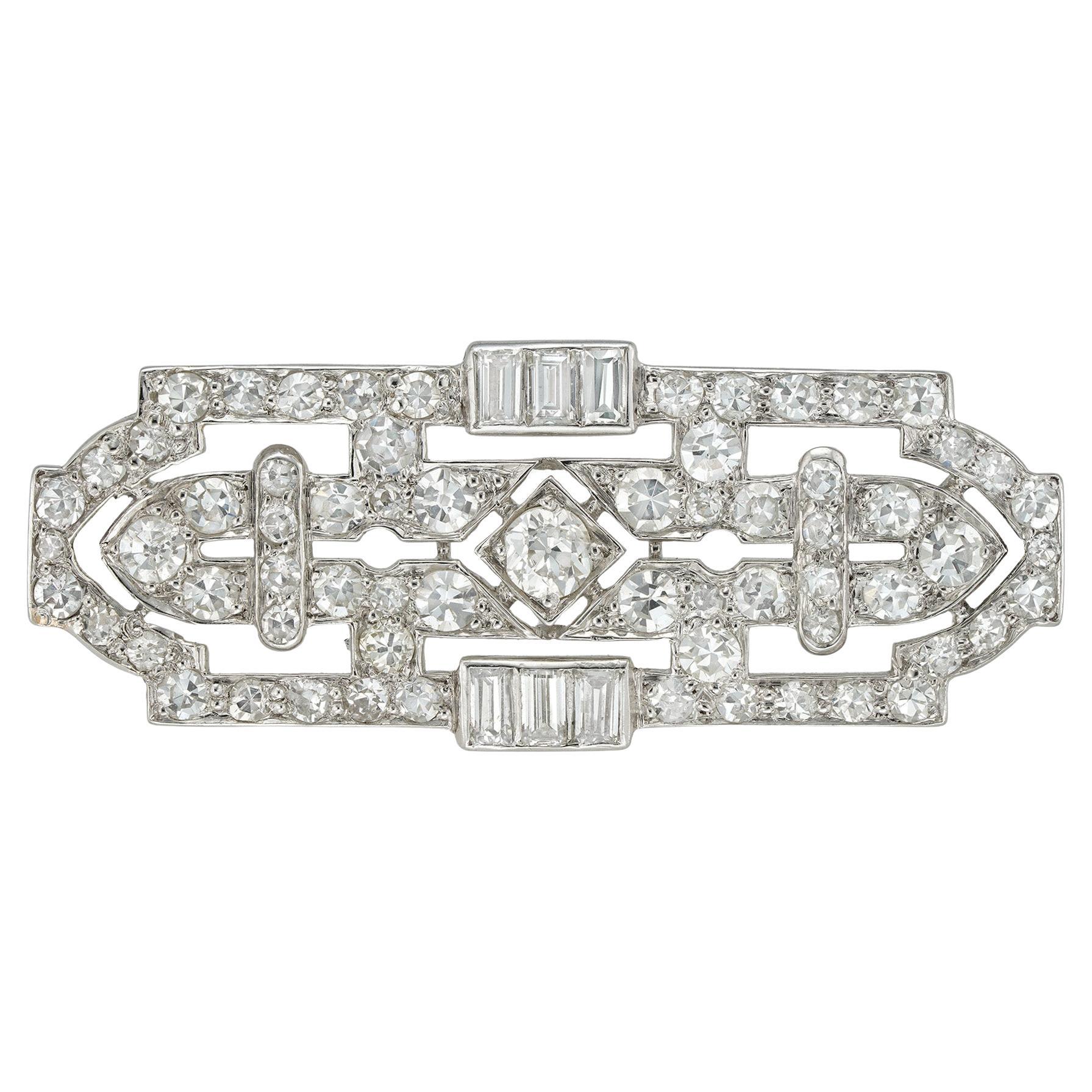An Art Deco diamond plaque brooch at 1stDibs