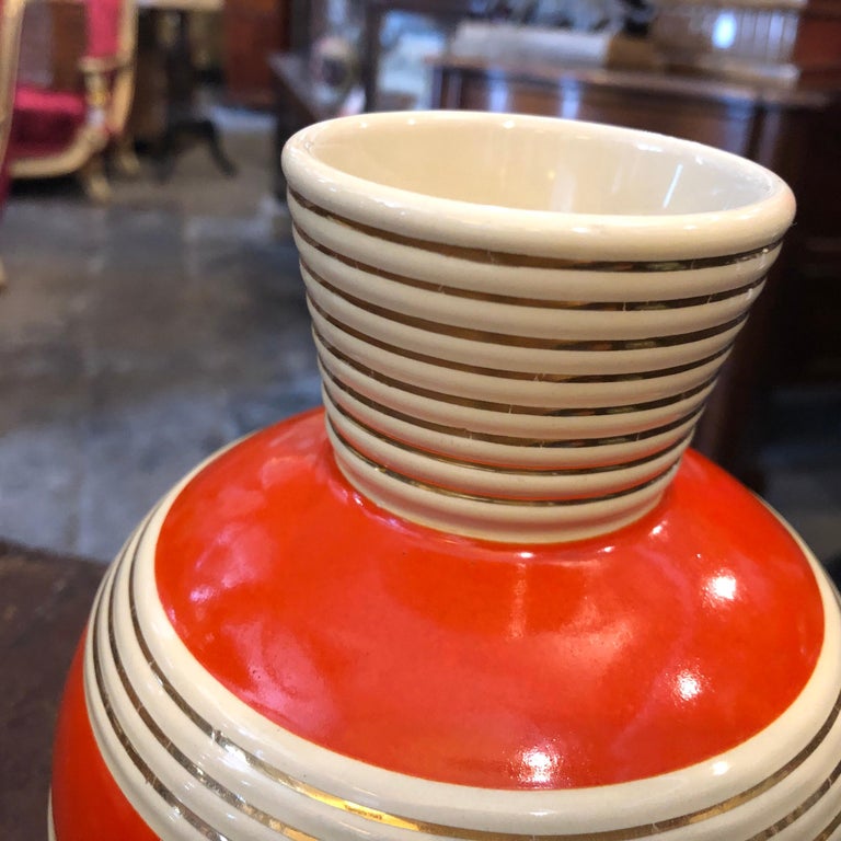 Art Deco Italian Ceramic Vase by Rometti, circa 1930 at 1stDibs