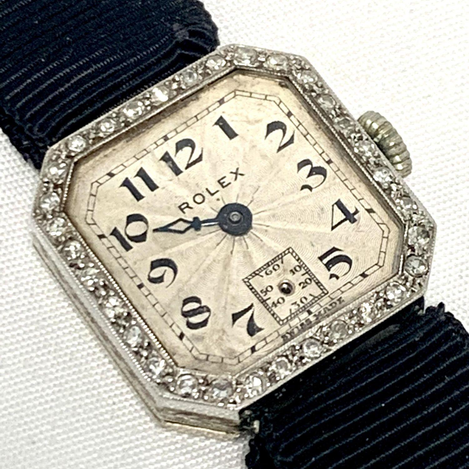 Art Deco Ladies Diamond Rolex Cocktail Watch in 18ct White Gold For ...