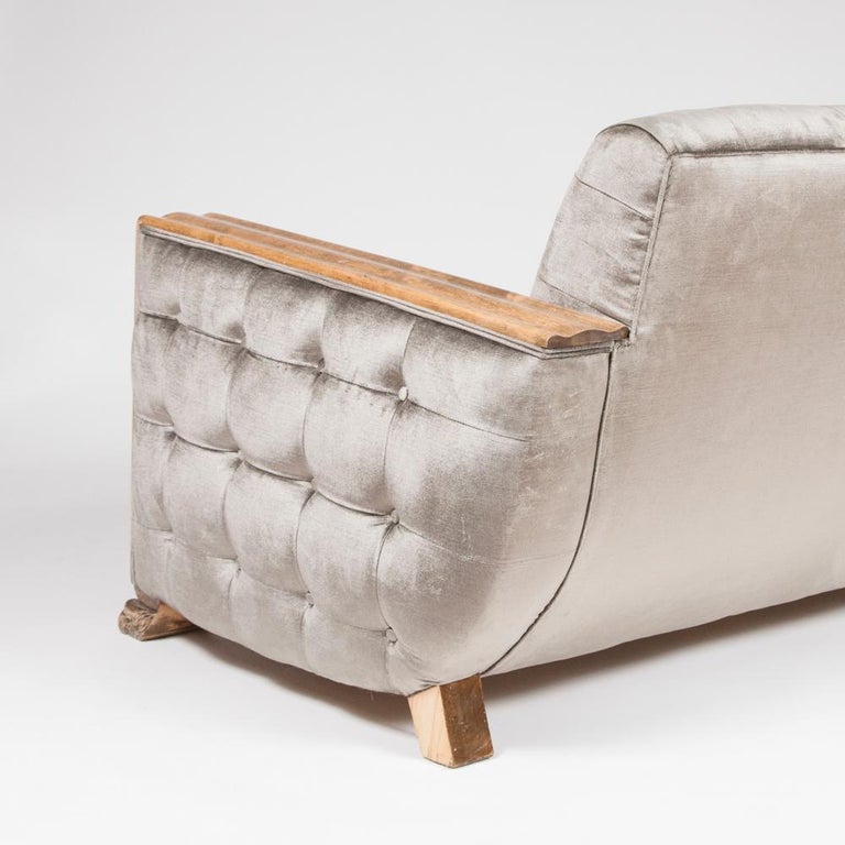 Art Deco Satin Birch Sofa with Fluted Arms and Paw Feet For Sale at ...