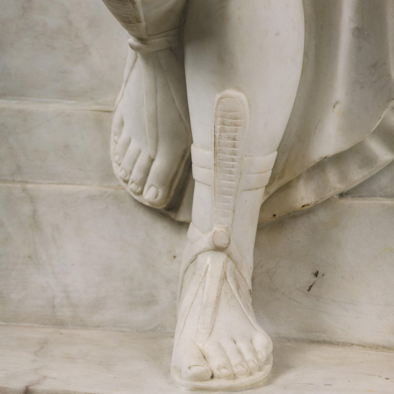 Art Deco Statuary Marble Figure of Cleopatra For Sale at 1stDibs