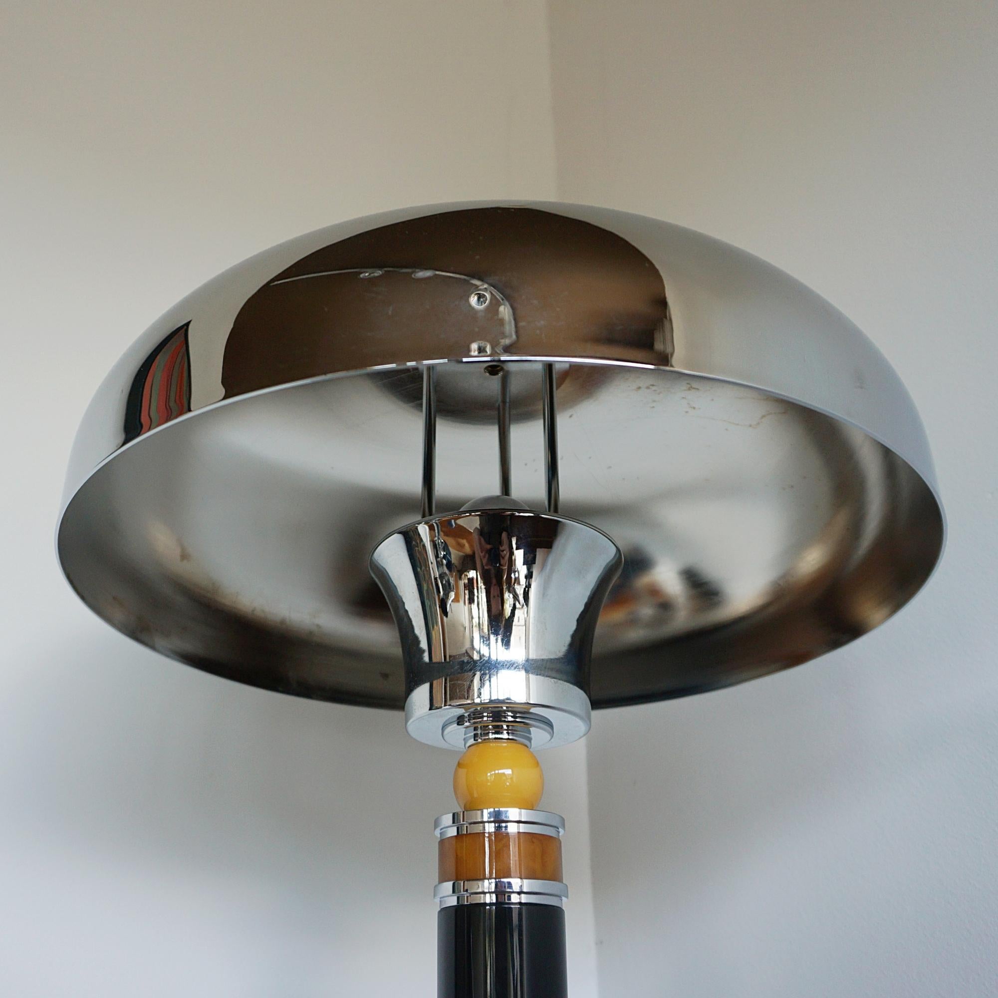An Art Deco Style Chrome and Bakelite Dome Table Lamp For Sale at 1stDibs