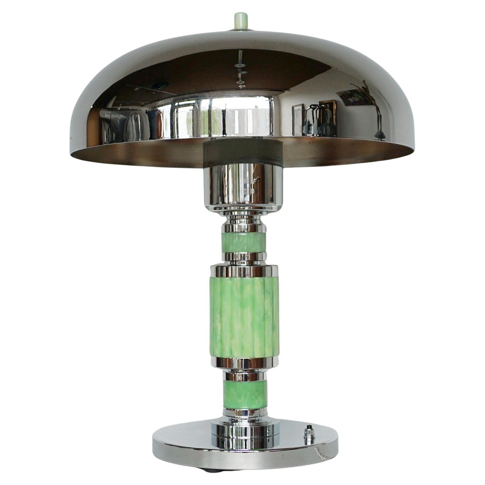 An Art Deco Style Chrome and Bakelite Dome Table Lamp For Sale at 1stDibs