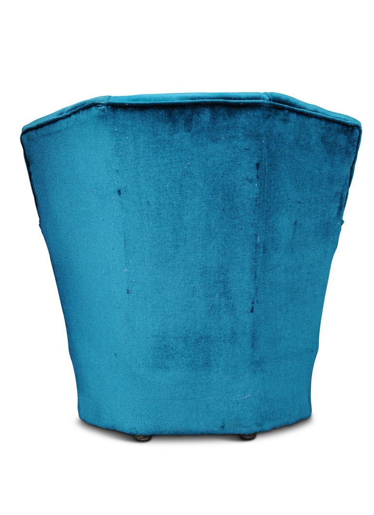 Art Deco Wittmann Style Rich Turquoise Velvet Fan Back Cocktail Chair ...