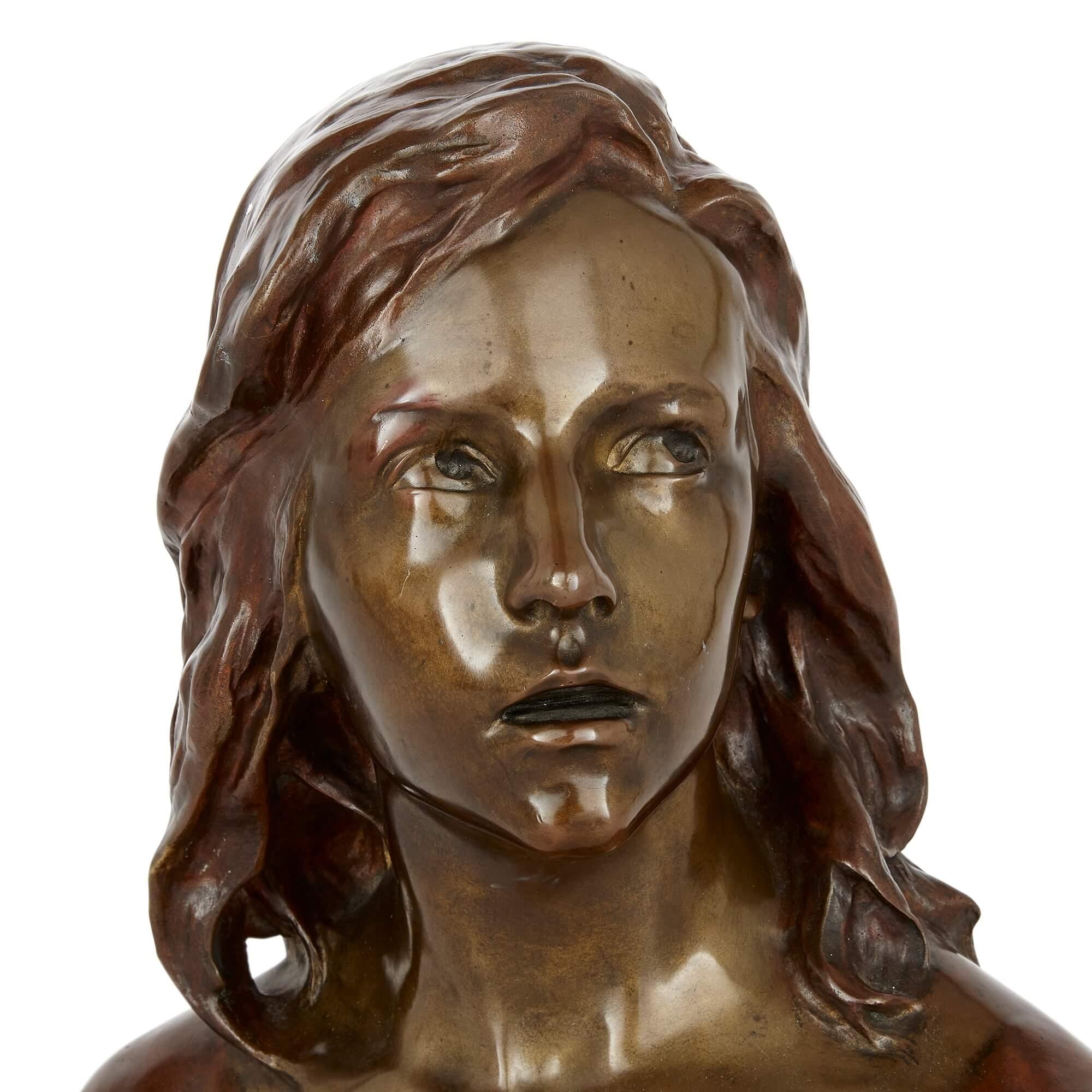 An art nouveau bronze bust of Christ by François-Raoul Larche For Sale ...
