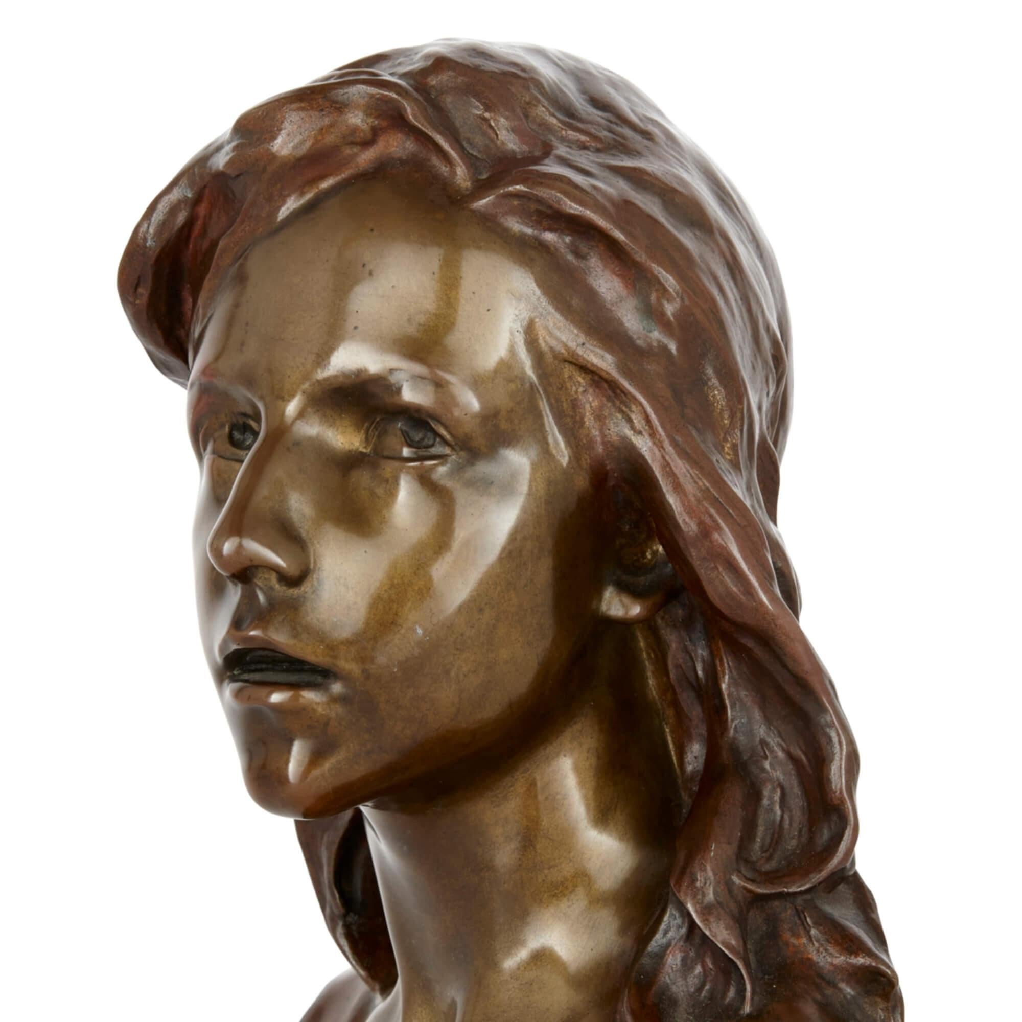 An art nouveau bronze bust of Christ by François-Raoul Larche For Sale ...