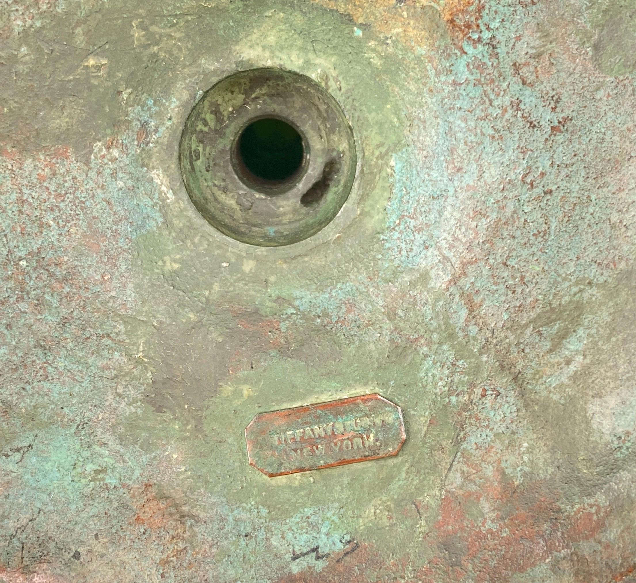 Art Nouveau Bronze and Glass "Turtleback Tile" Candlestick by, Tiffany ...