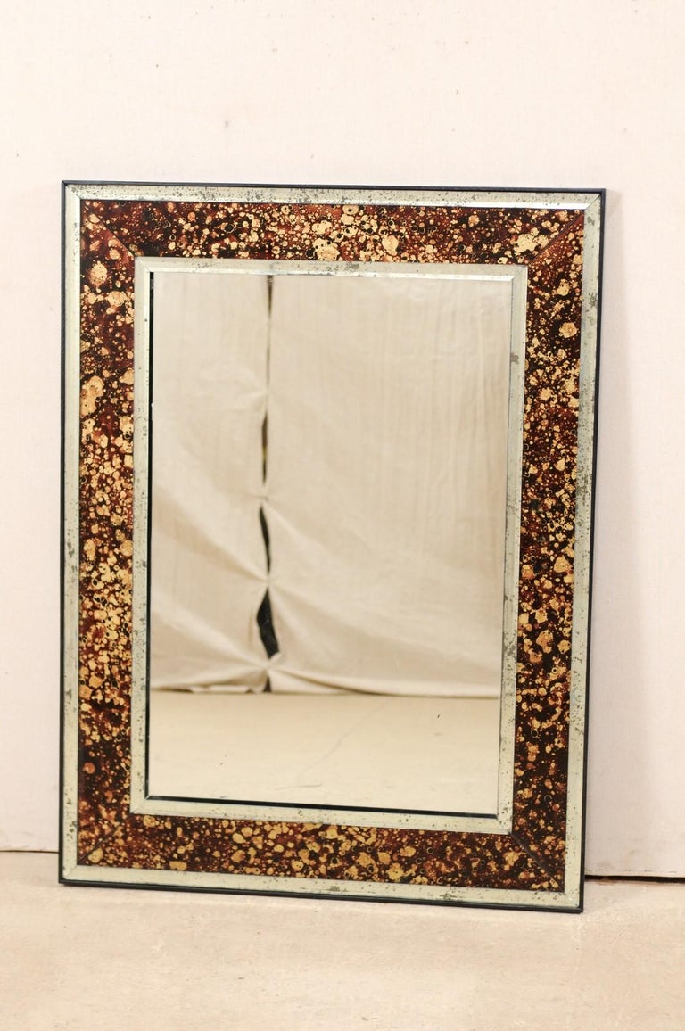 60" Tall Artisan Made Mirror w/ Beautiful Faux Brown Tortoise Églomisé ...