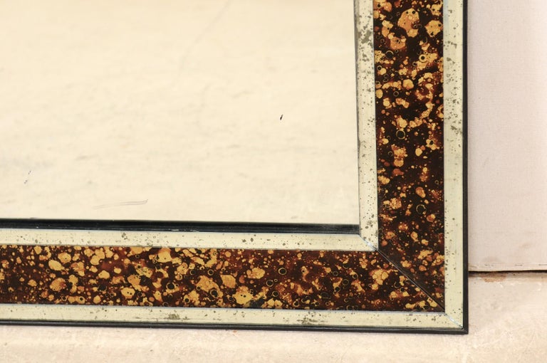 60" Tall Artisan Made Mirror w/ Beautiful Faux Brown Tortoise Églomisé ...