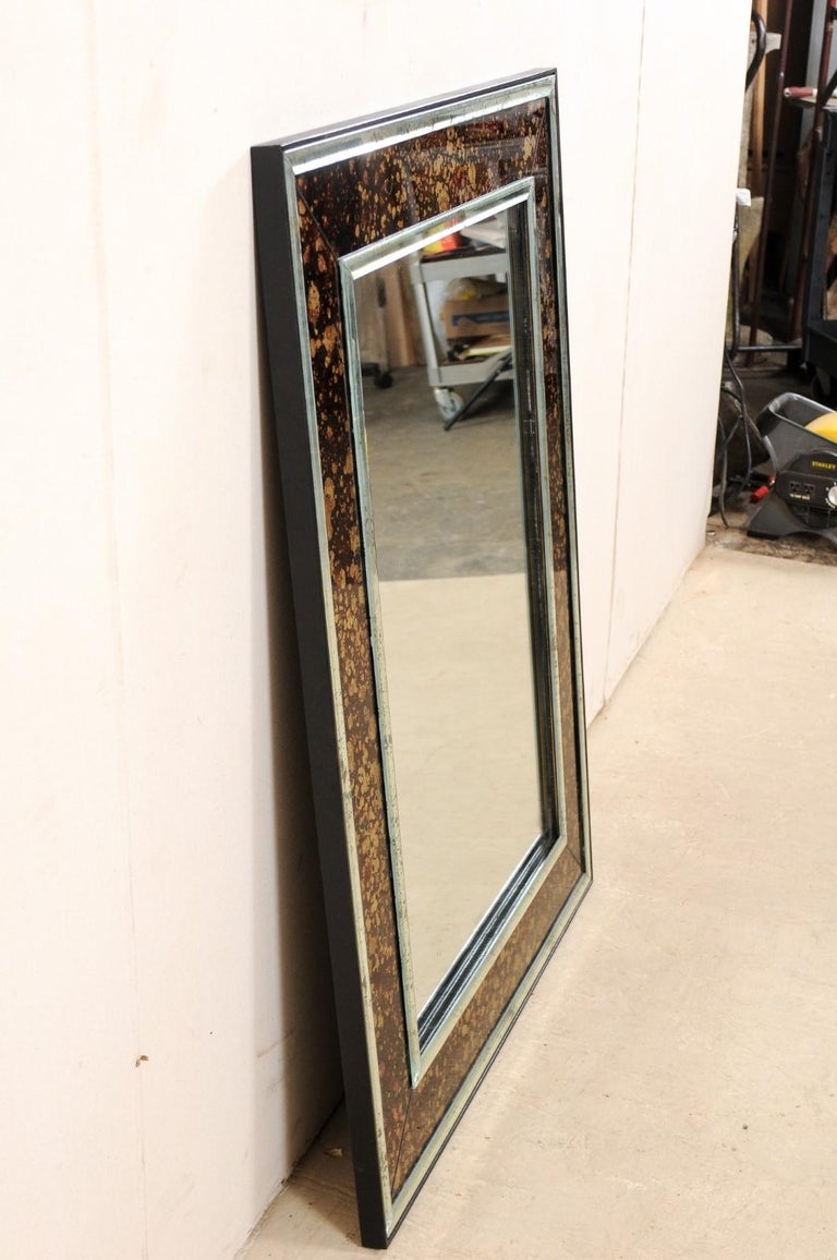 60" Tall Artisan Made Mirror w/ Beautiful Faux Brown Tortoise Églomisé ...