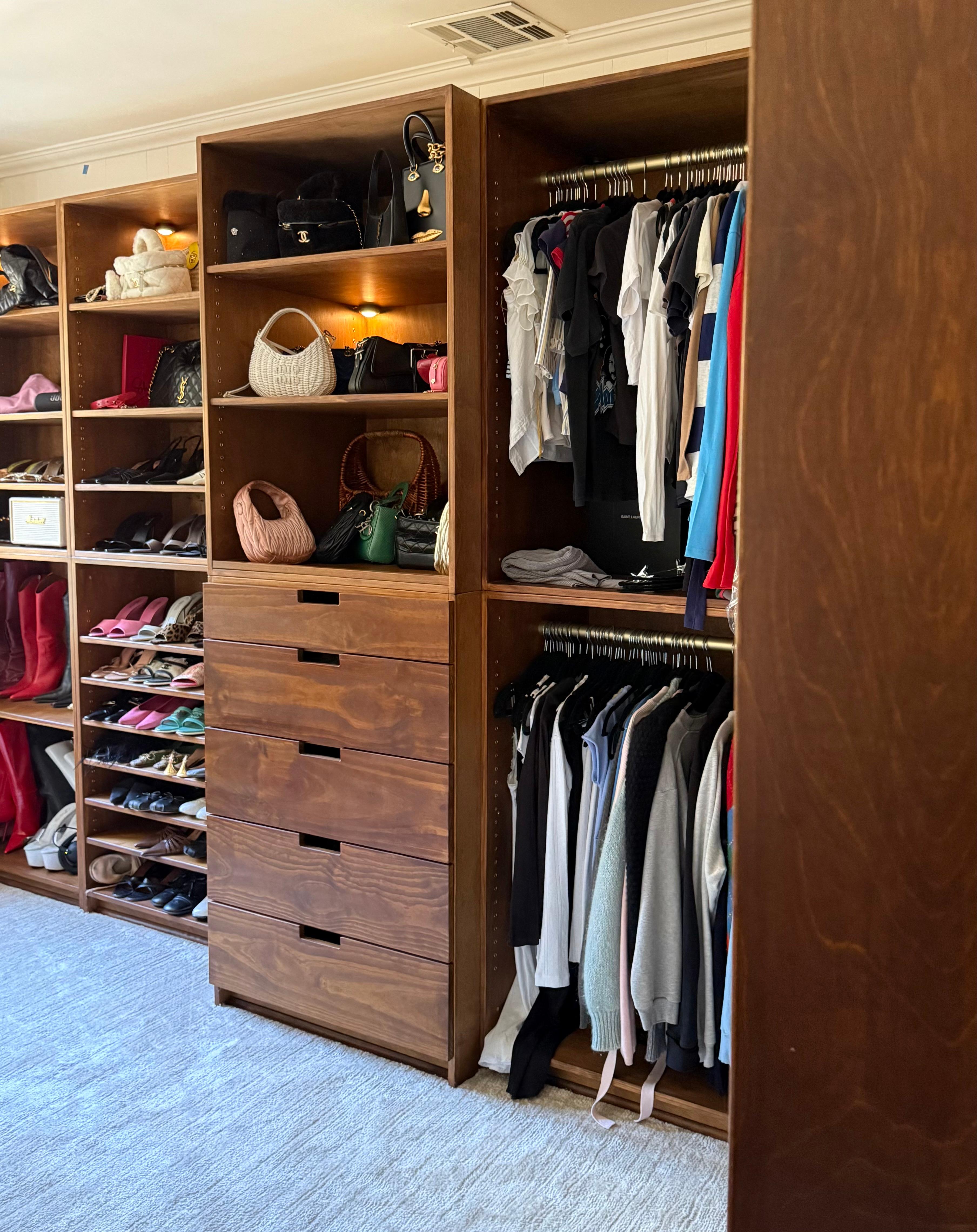 An artist-made custom wood wardrobe with lighting feature, 21st century ...