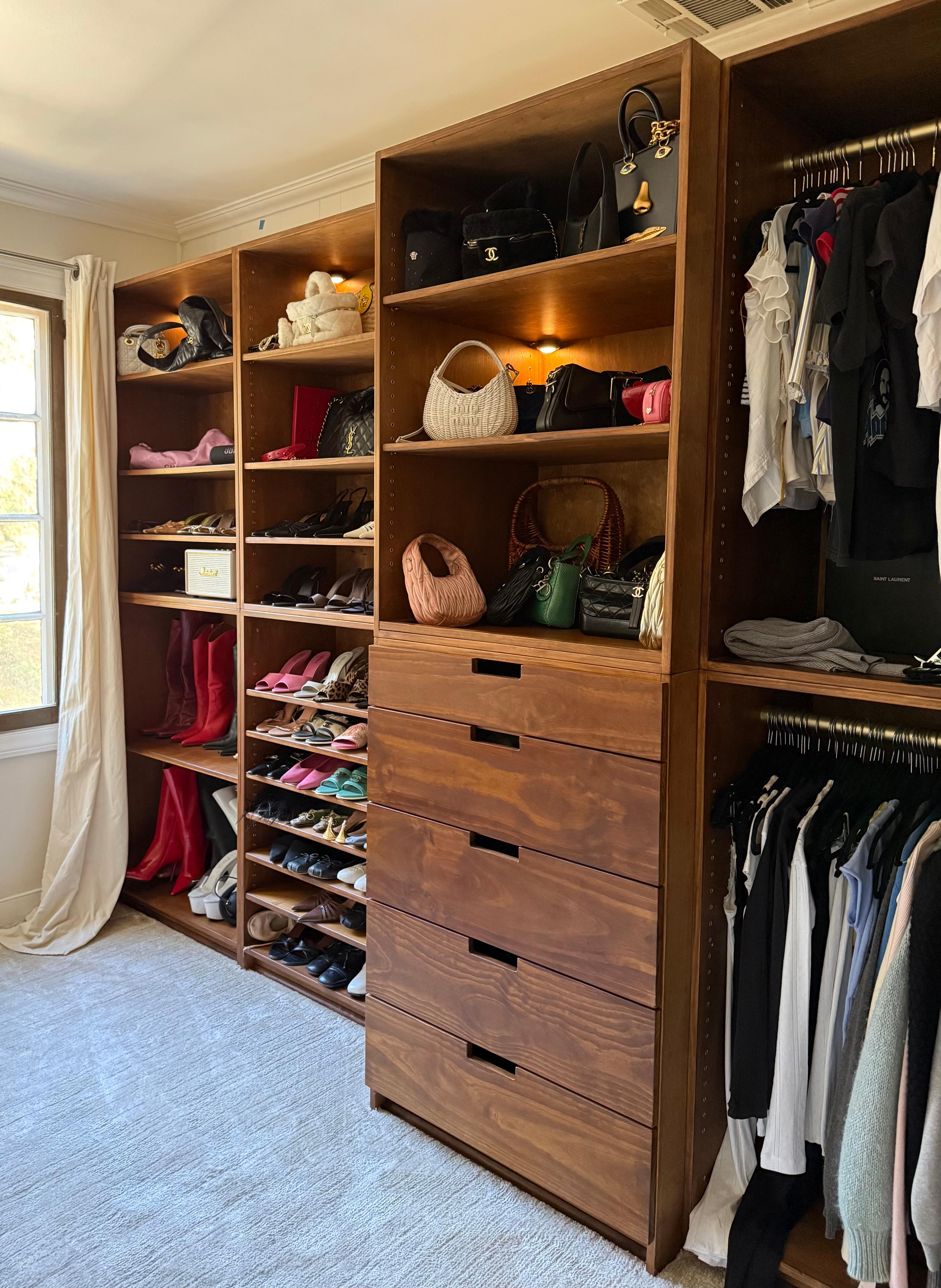 An artist-made custom wood wardrobe with lighting feature, 21st century ...