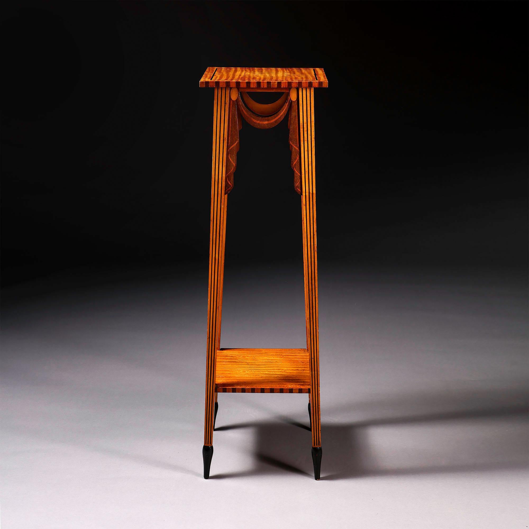 Arts and Crafts Satinwood Sculpture Stand For Sale at 1stDibs