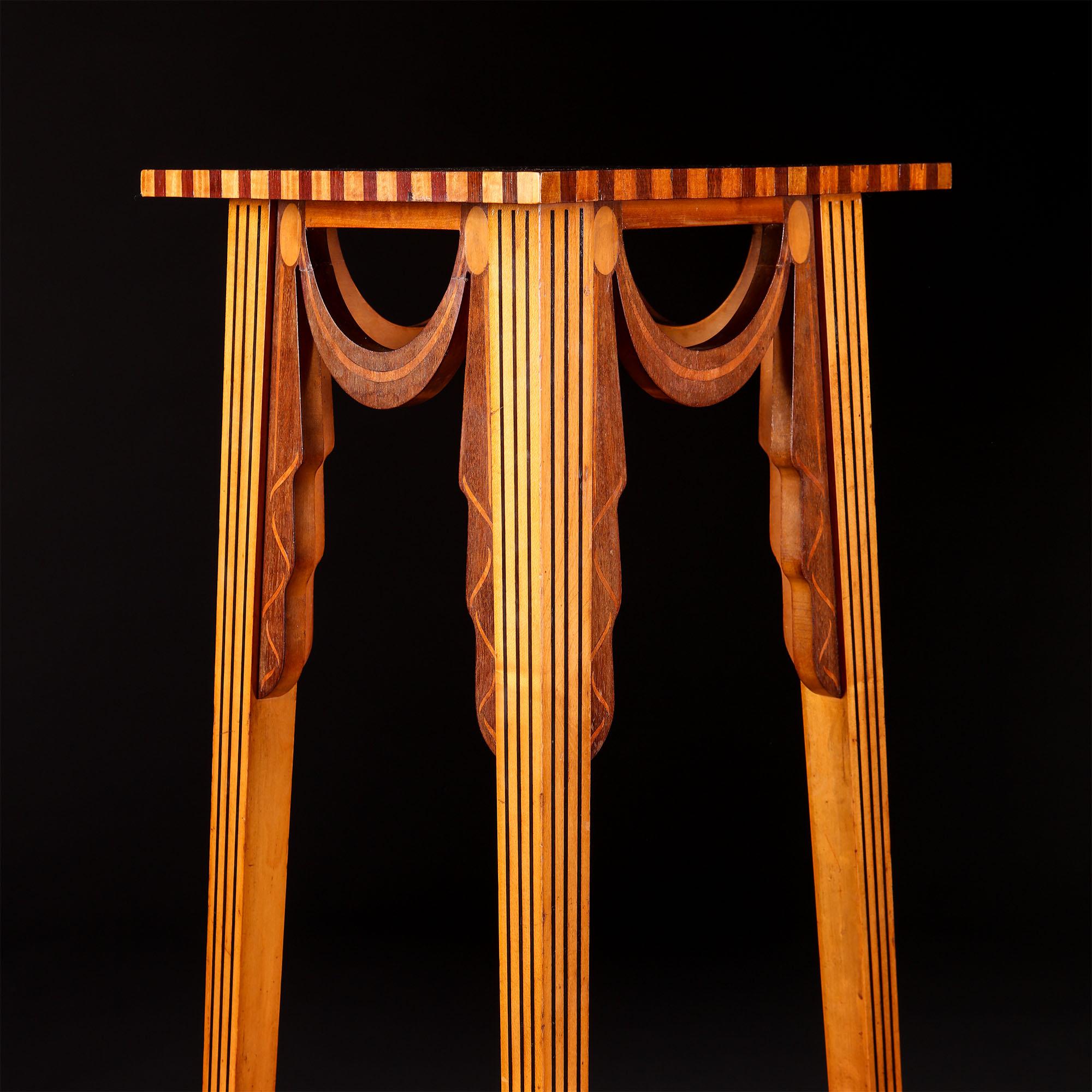 Arts and Crafts Satinwood Sculpture Stand For Sale at 1stDibs