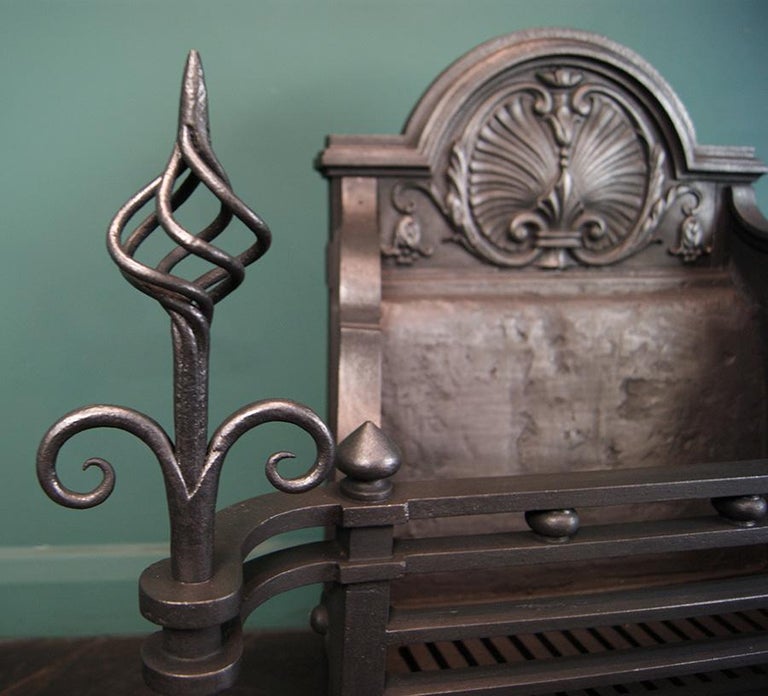Arts and Crafts Black Wrought Fire Grate For Sale at 1stDibs