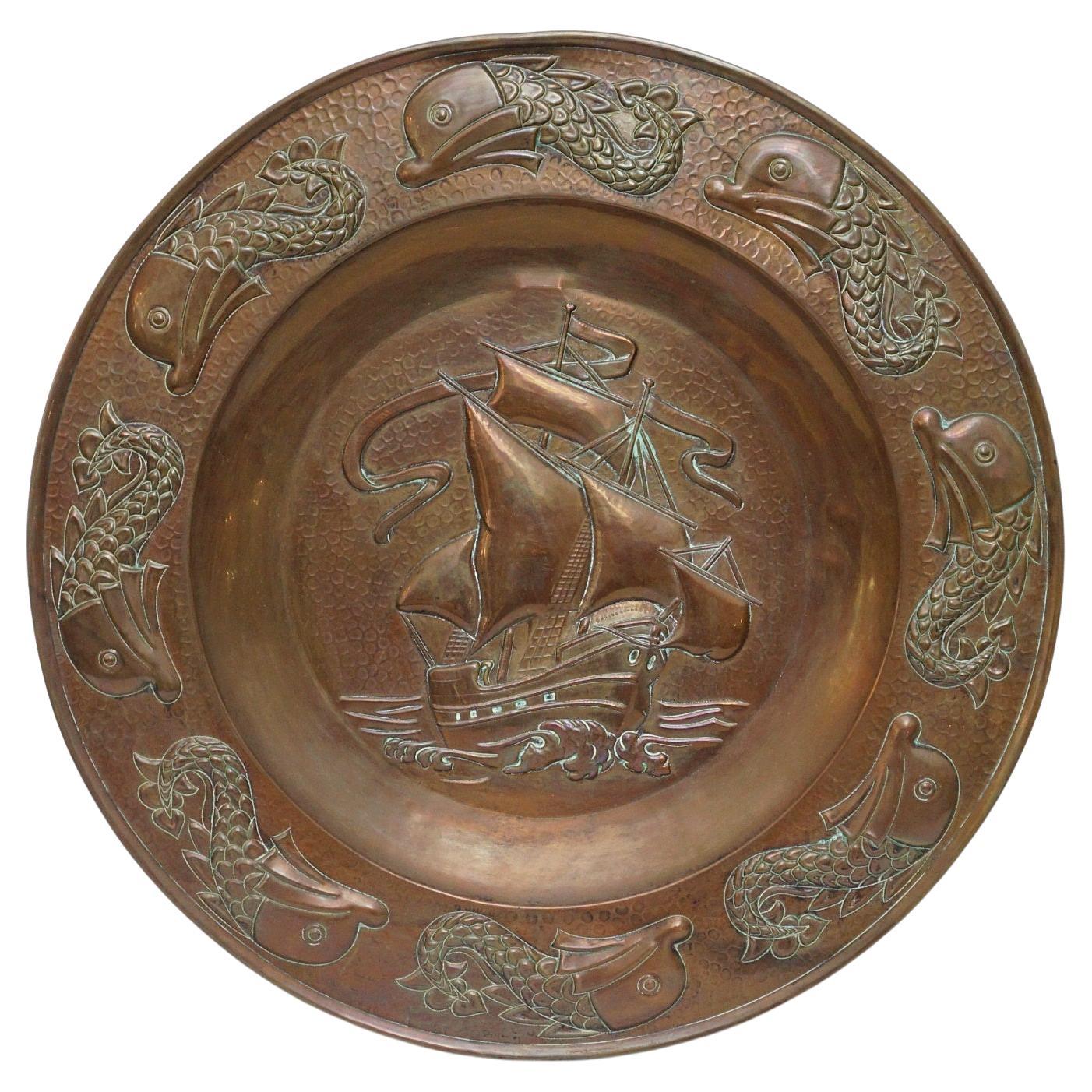 An Arts and Crafts Copper Charger by J F Pool Hayle Circa 1910 at 1stDibs