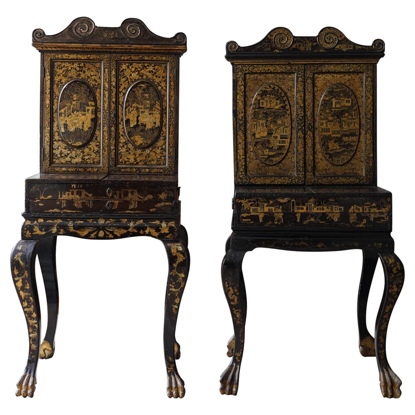 Fantastic Regency Modern Tall Green Chinoiserie Cabinet at 1stDibs
