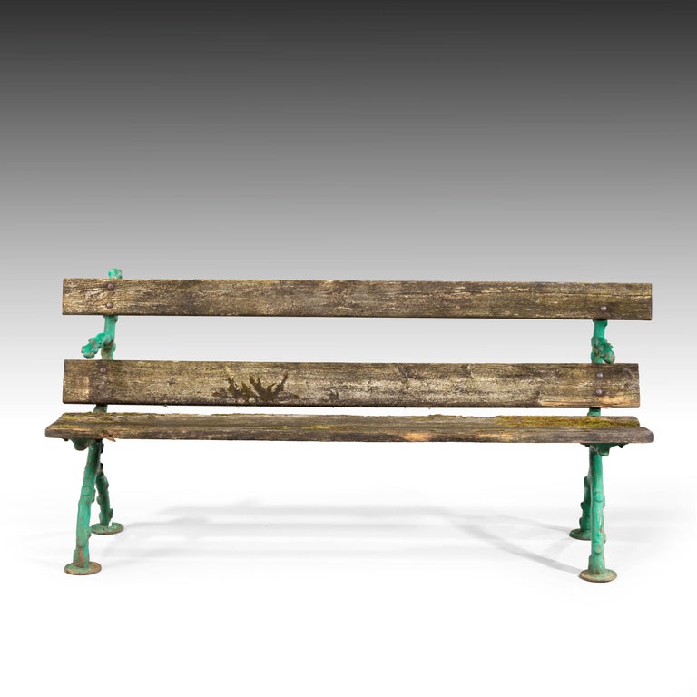 Attractive and Well Worn Victorian Period Garden Bench For Sale at 1stDibs