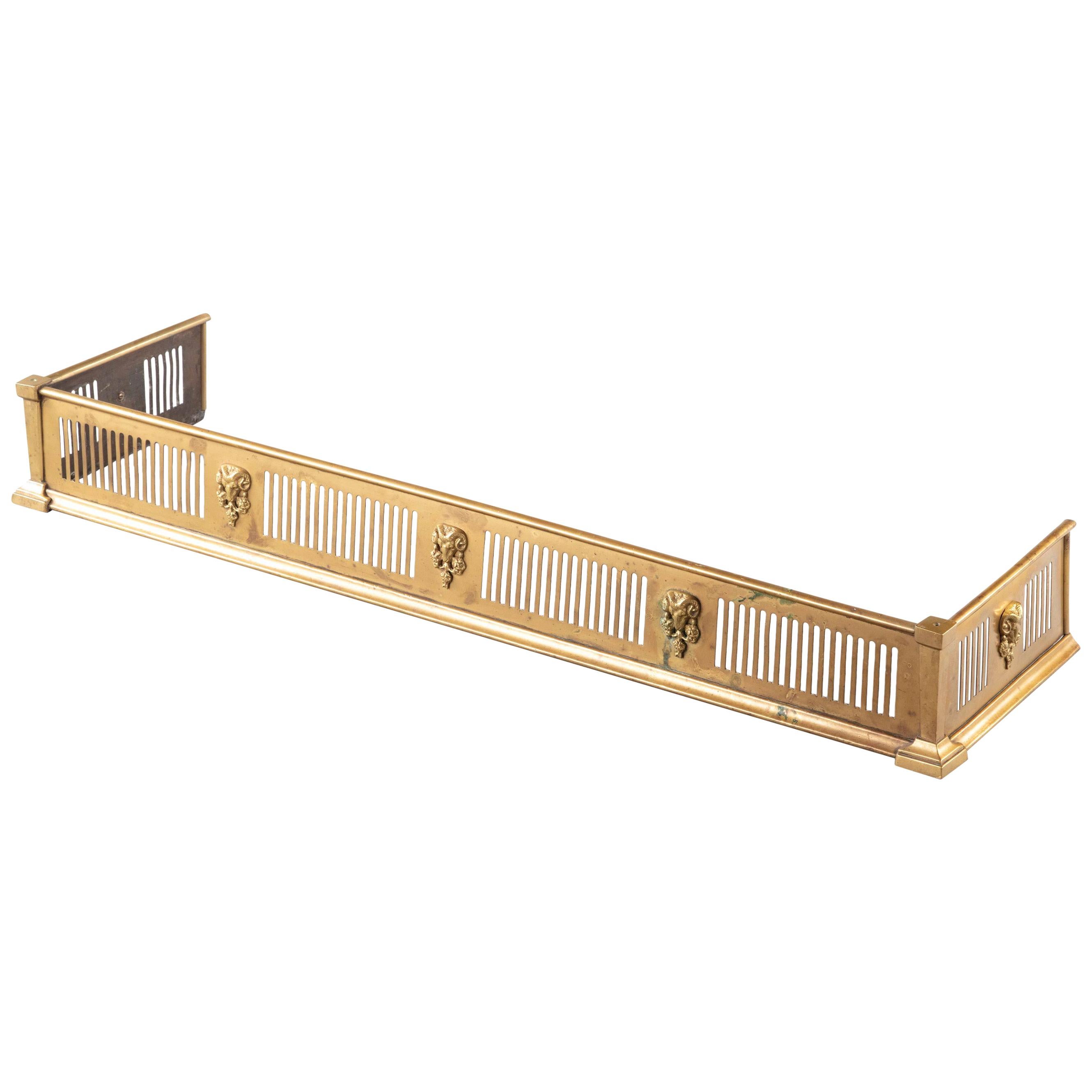 20th Century Empire Style Brass Fireplace Fender with Urn Finial and ...