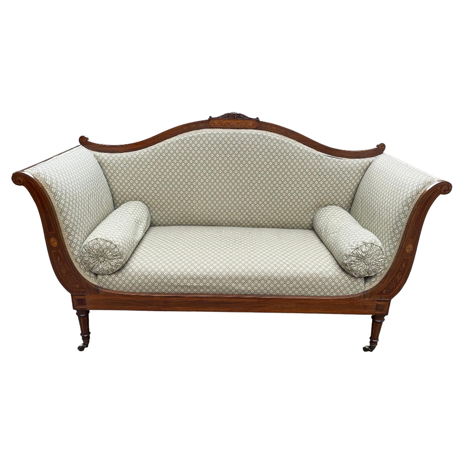 Satinwood Two Seater Painted Couch / Settee at 1stDibs