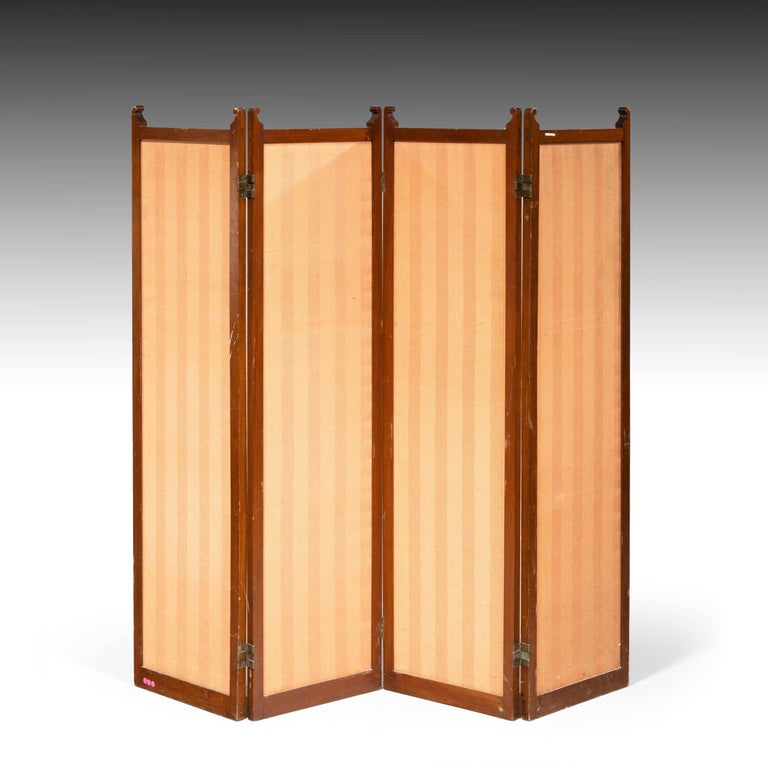 Attractive Late Victorian Mahogany Framed Four Fold Screen at 1stDibs