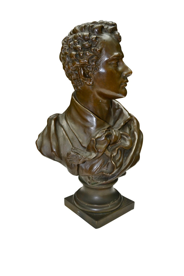 Austrian 19th Century Bronze Bust of Lord Byron Signed Hans Fromm at ...