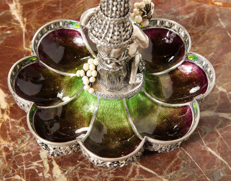 An Austrian / Viennese Silver, Enamel, and Gem-Set Tazza Centerpiece at ...