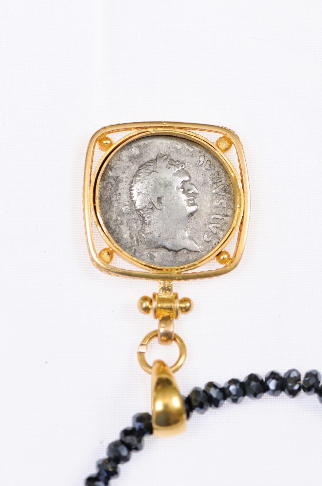 Authentic Roman Empire Domitian Silver Pegasus Coin Set in 22-Karat ...