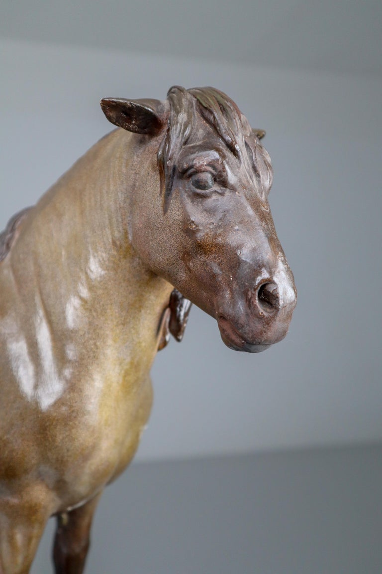 Cold Blood Horse Model in Painted Plaster by Max Landsberg, Berlin 1885 ...