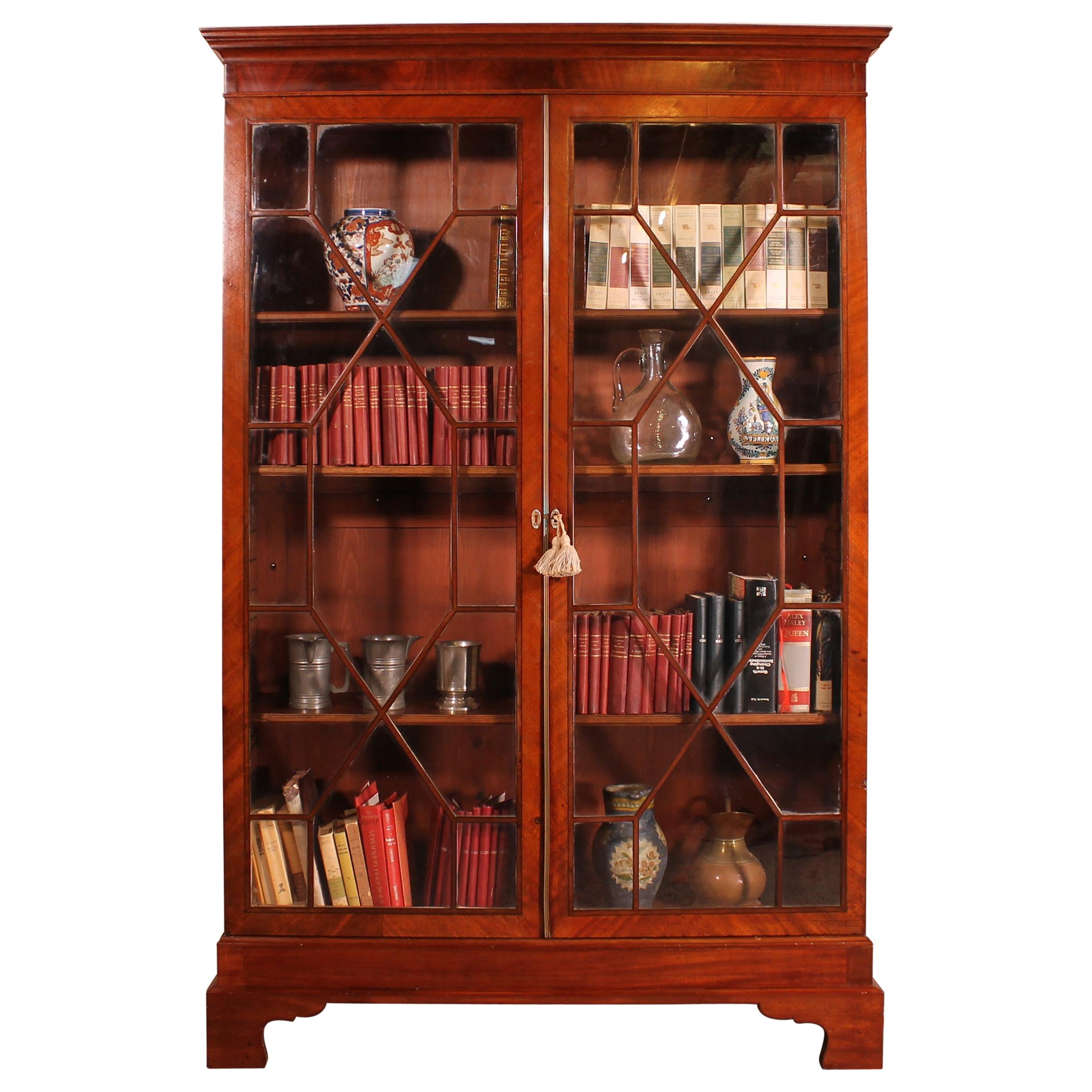 Heroic Scale English Mahogany Bookcase Circa 1780 at 1stDibs