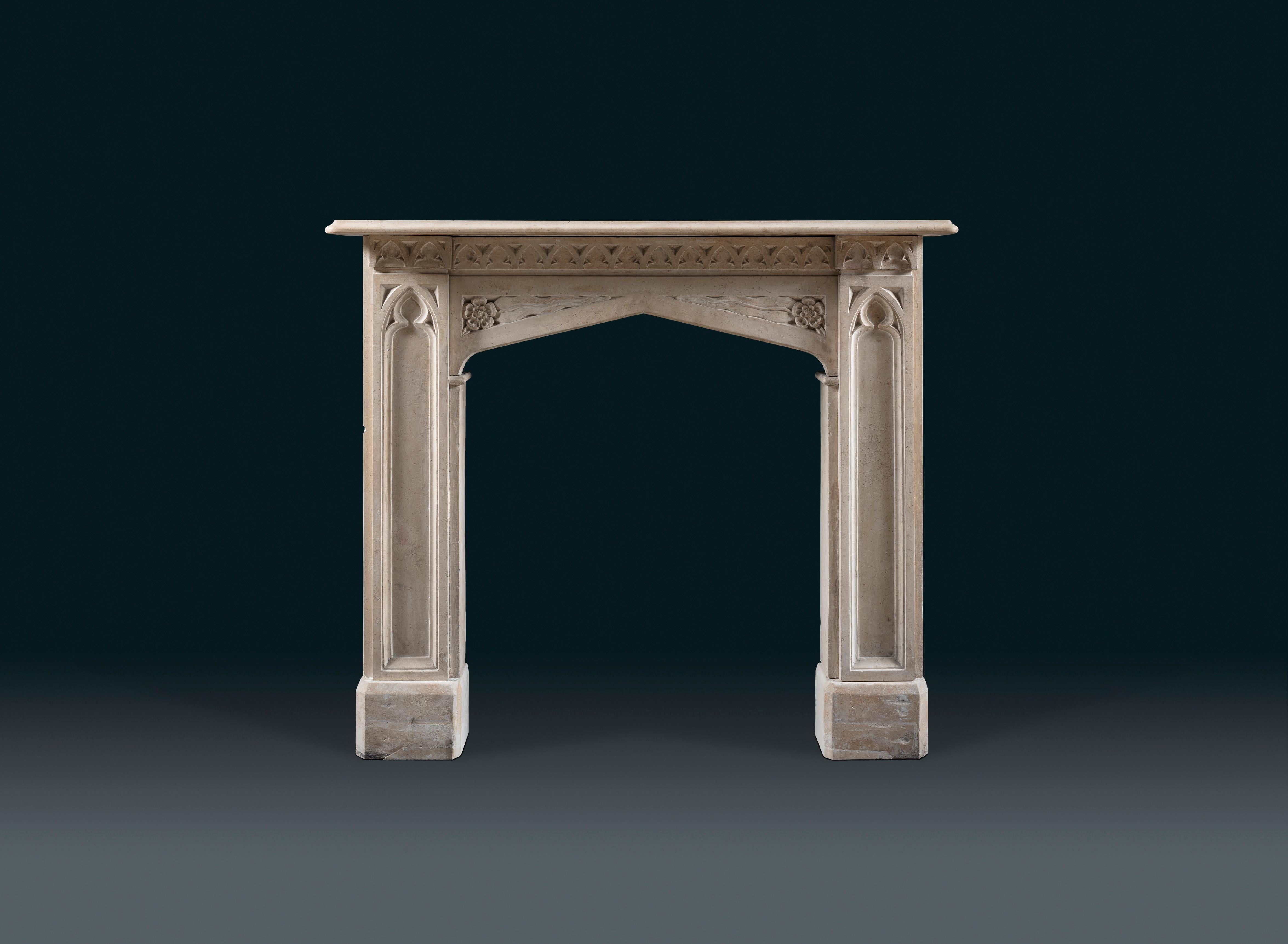 An early 19th Century Gothic Revival chimneypiece carved in softly ...