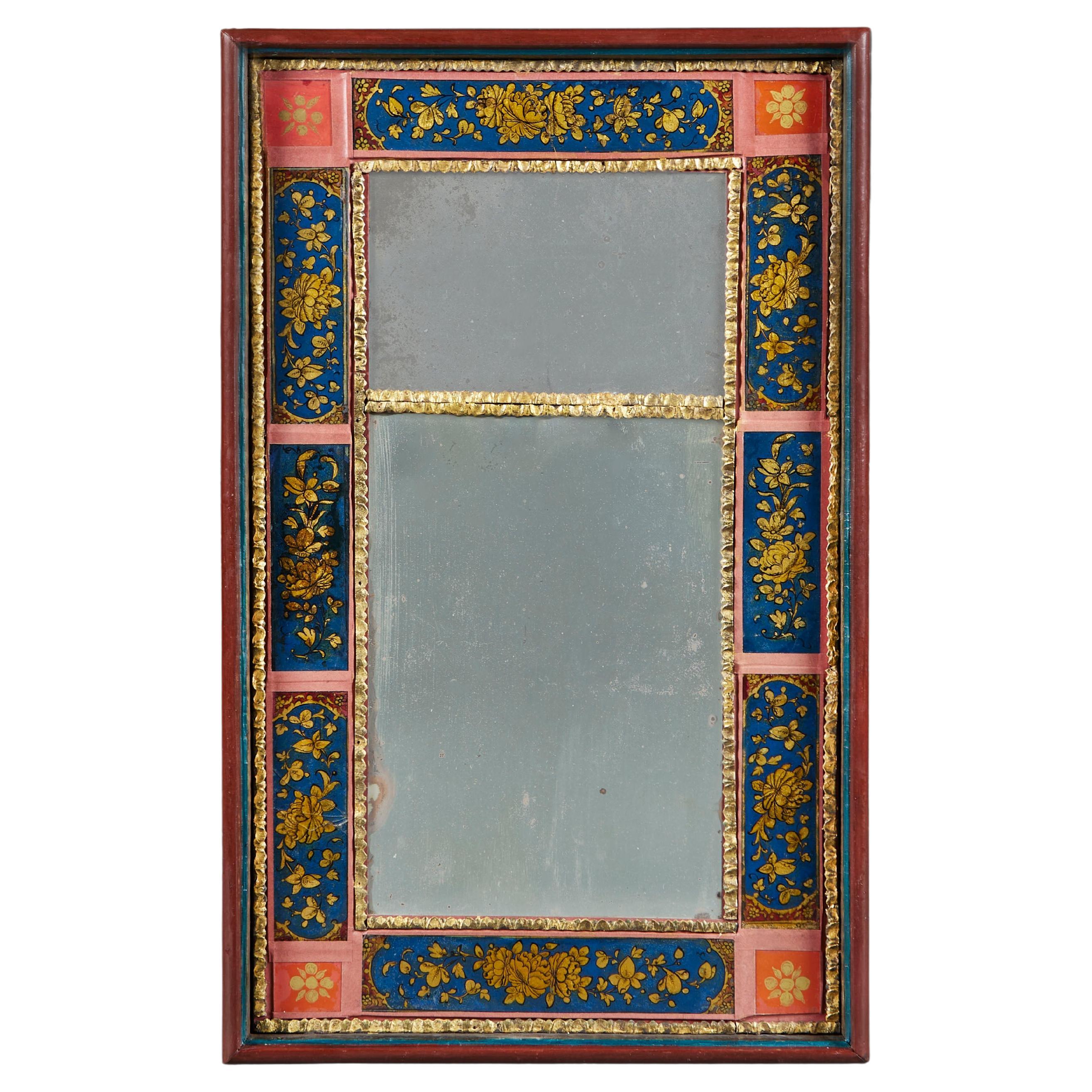 An Early 19th Century Rectangular Persian Mirror with Verre Eglomise ...