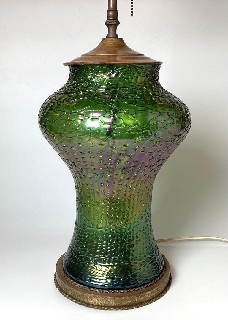 Early 20th Century Iridescent Glass Lamp Attributed to Loetz For Sale ...