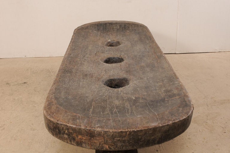 Early 20th Century Naga Grain Grinding Table, Carved from a Single Log ...